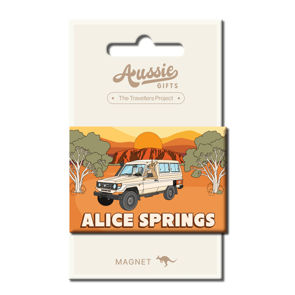 Alice Springs Outback Kangaroo Truck Tin Fridge Magnet – Monda Pins